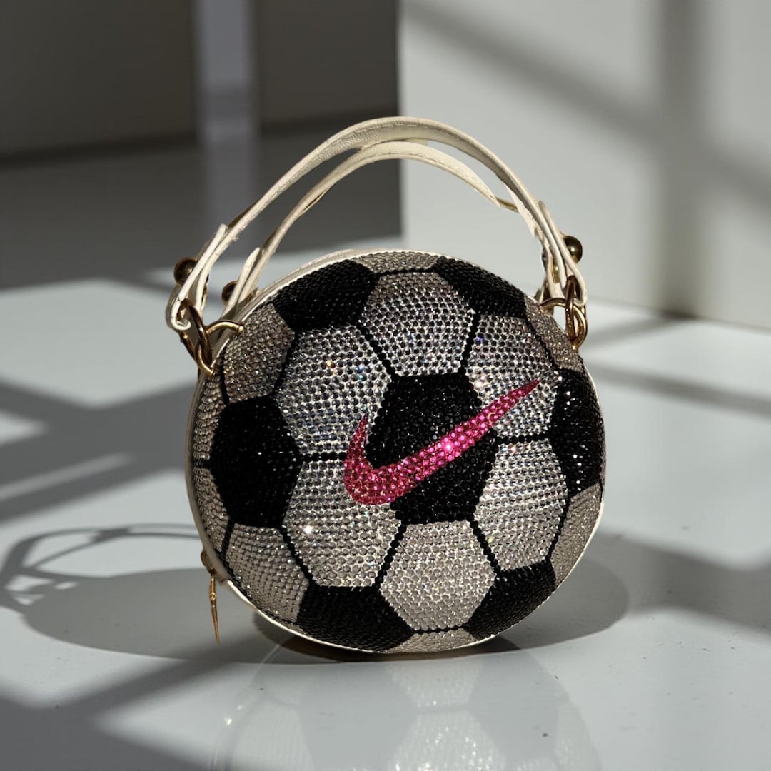 Crystal Soccer Ball Clutch Bag, Handmade Italian Luxury Rhinestone ...