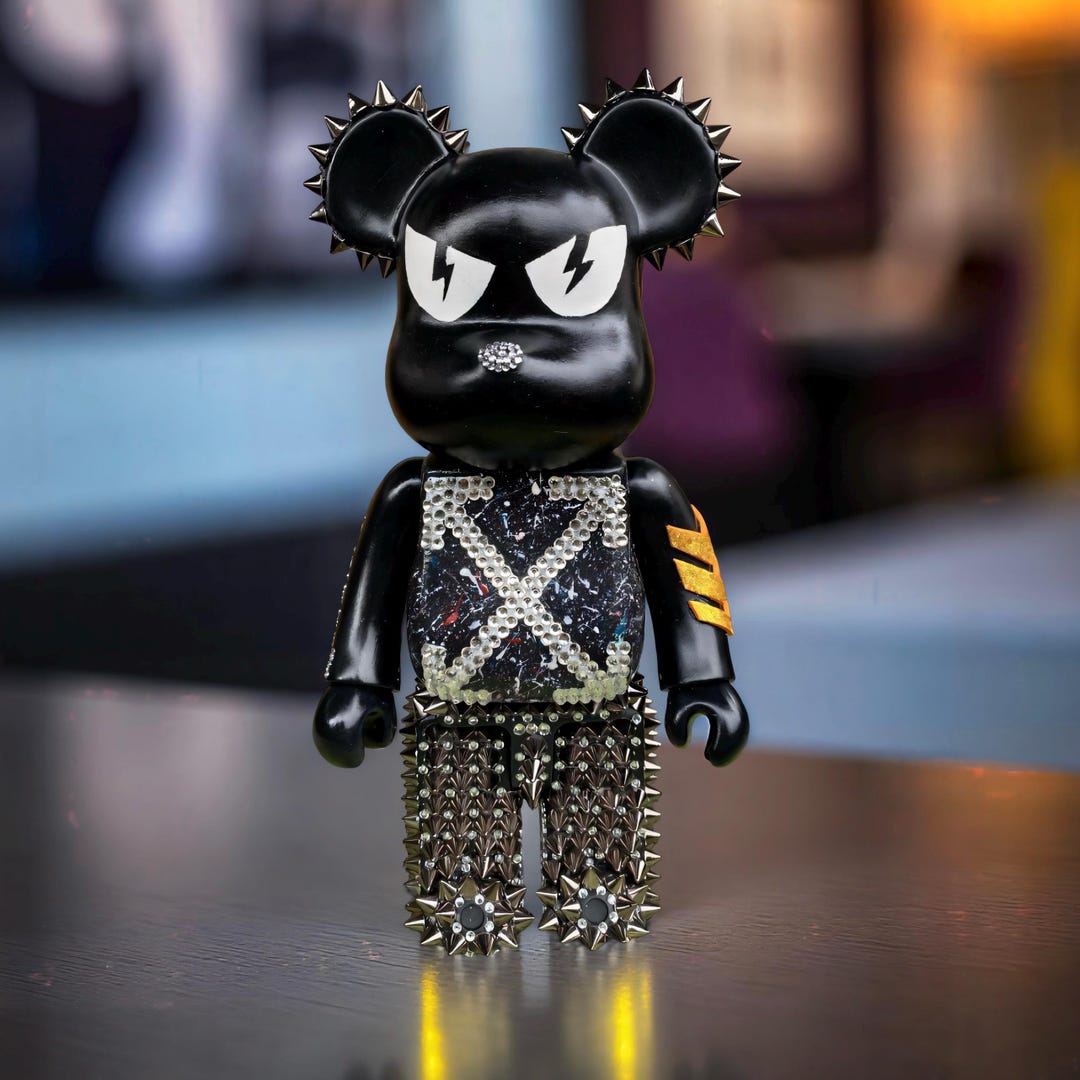 Custom Bearbrick Rhinestones Art, Signed Crystal Bear Figure With ...