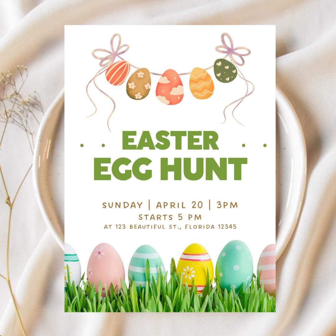 Digital Invitation Easter Egg Hunt Invitation Template Digital Download ...