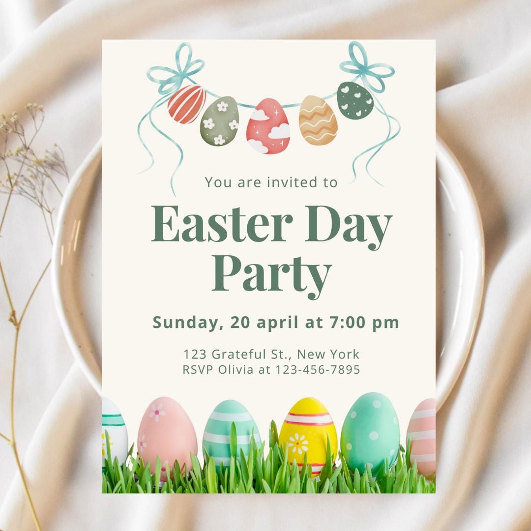 Easter Day Party Editable Template Invitation Template Digital Download ...