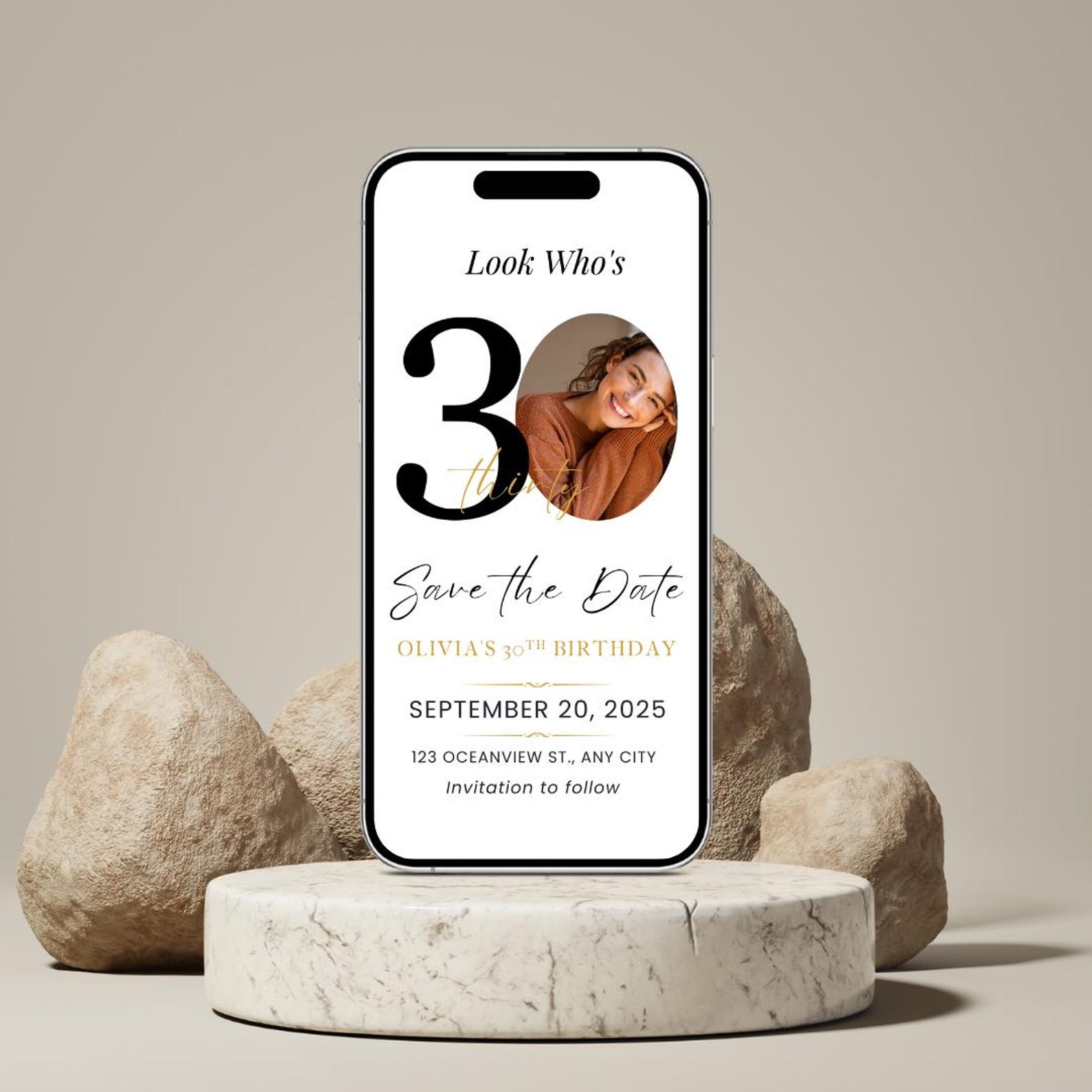 Save the Date 30th Birthday Invitation Digital Download Photo Editable ...
