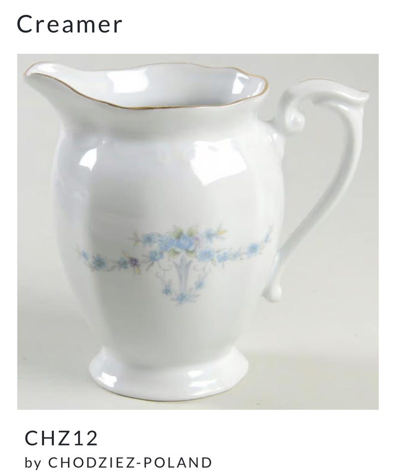 Chodziez Fine China CHZ20 Blue & Gray Flowers Scalloped (50 Piece Set) - Etsy