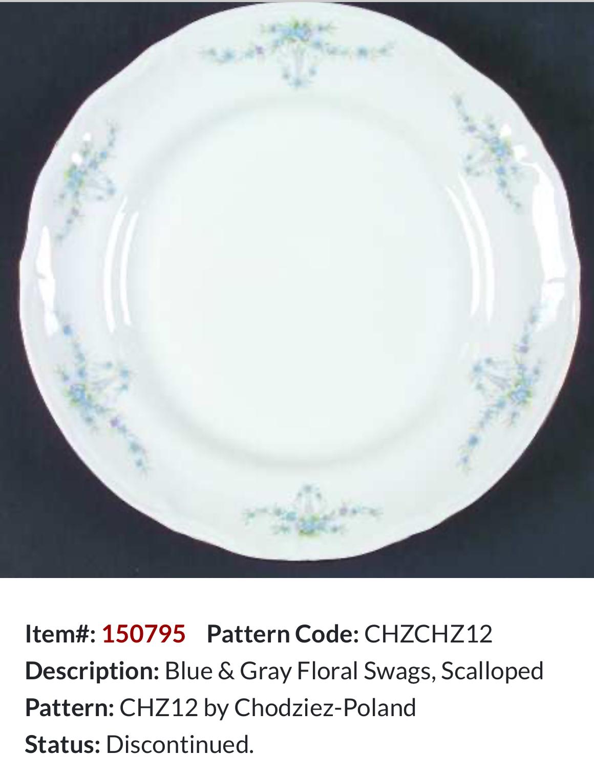 Chodziez Fine China CHZ20 Blue & Gray Flowers Scalloped (50 Piece Set) - Etsy