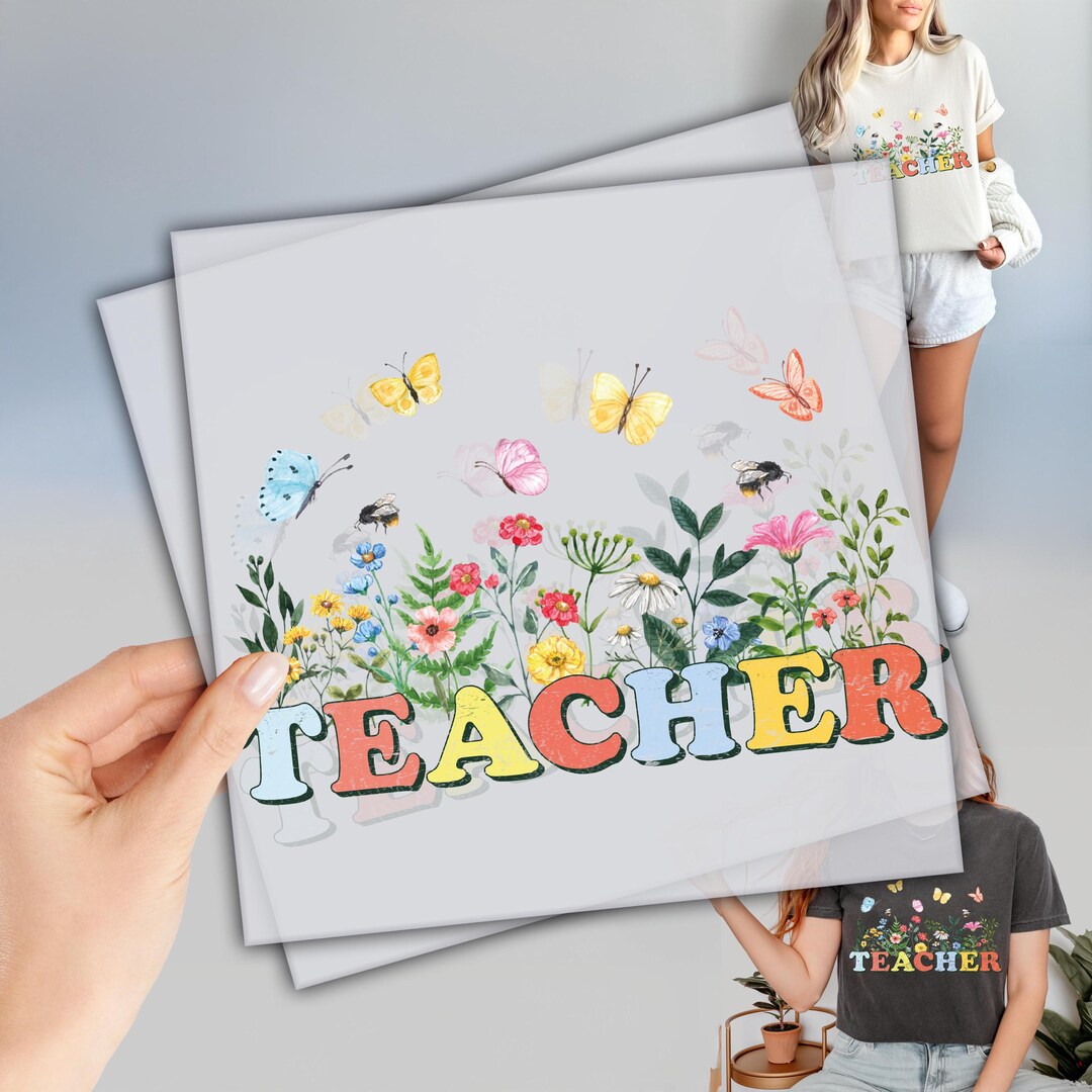 Wildflower Teacher DTF Transfer, Ready to Press DTF Transfers Prints ...