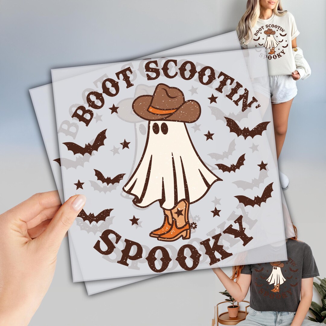 Halloween Boot Scootin Spooky Dtf, Ready to Press DTF Transfer, Ghost ...