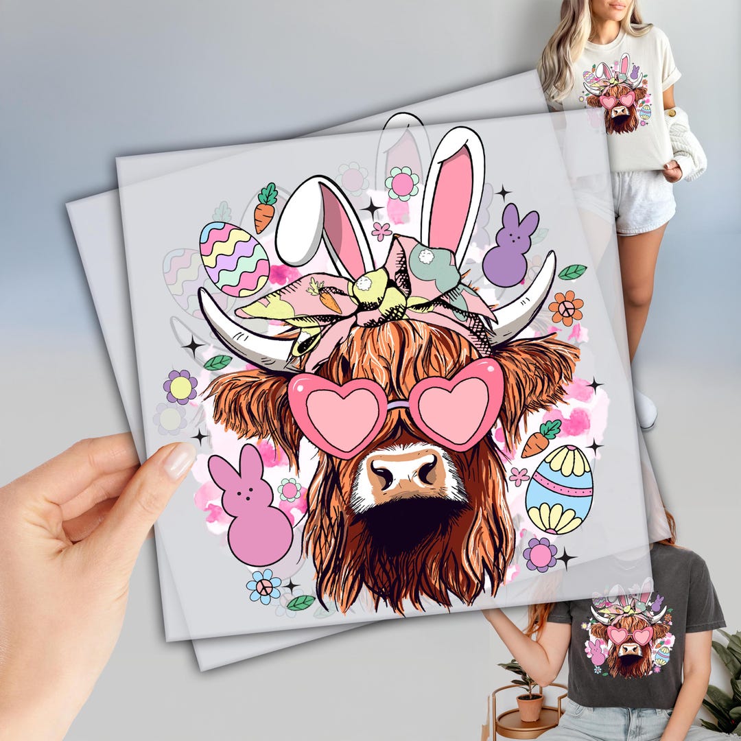 Easter Cow Heat Transfer - Ready to Press DTF Design - Etsy
