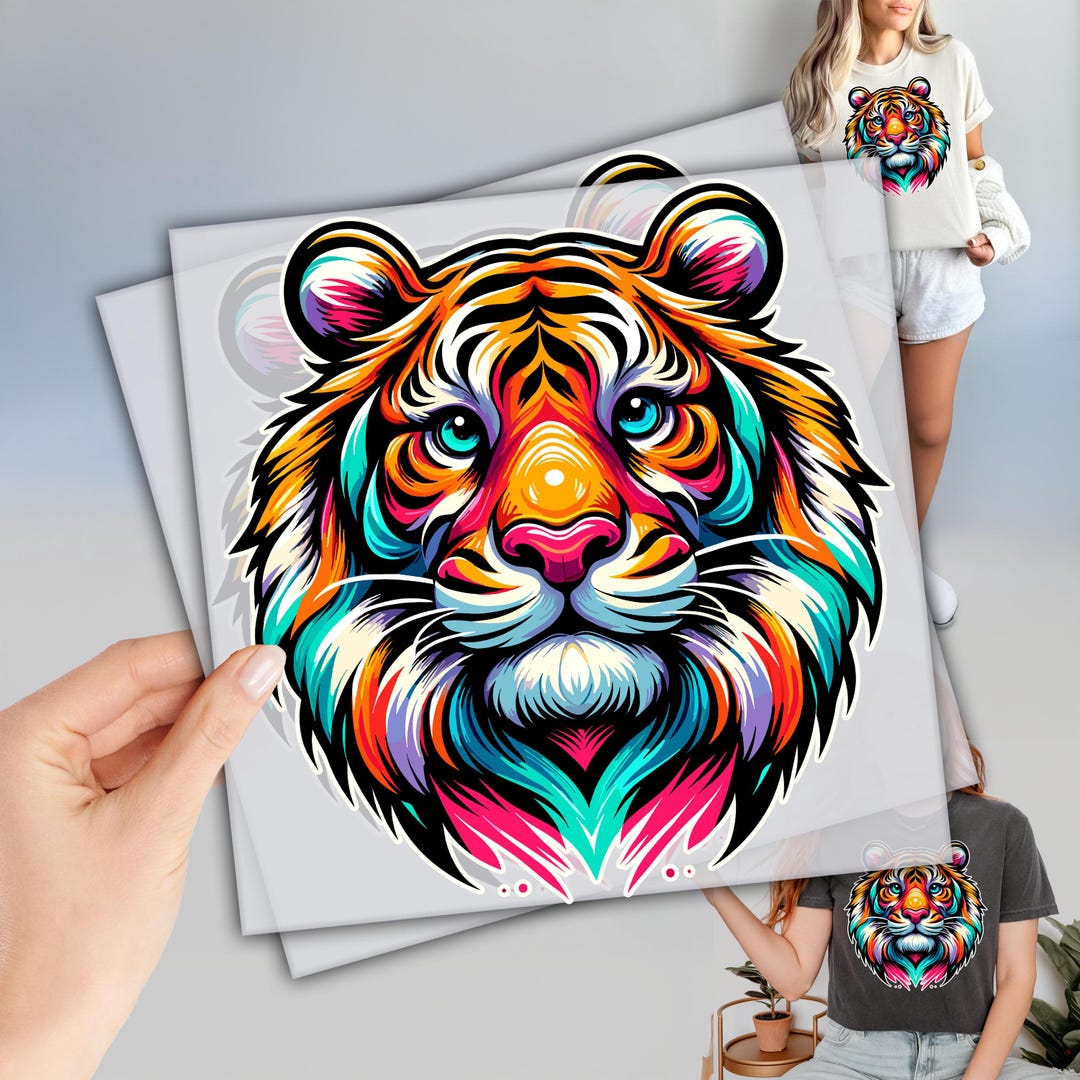 Ready to Press DTF Transfers, Direct to Film, Colorful Tiger DTF ...