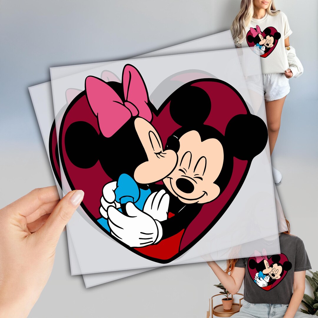 Mickey and Minnie Hug Heat Transfer - Happy Valentine's Day Quick Press ...