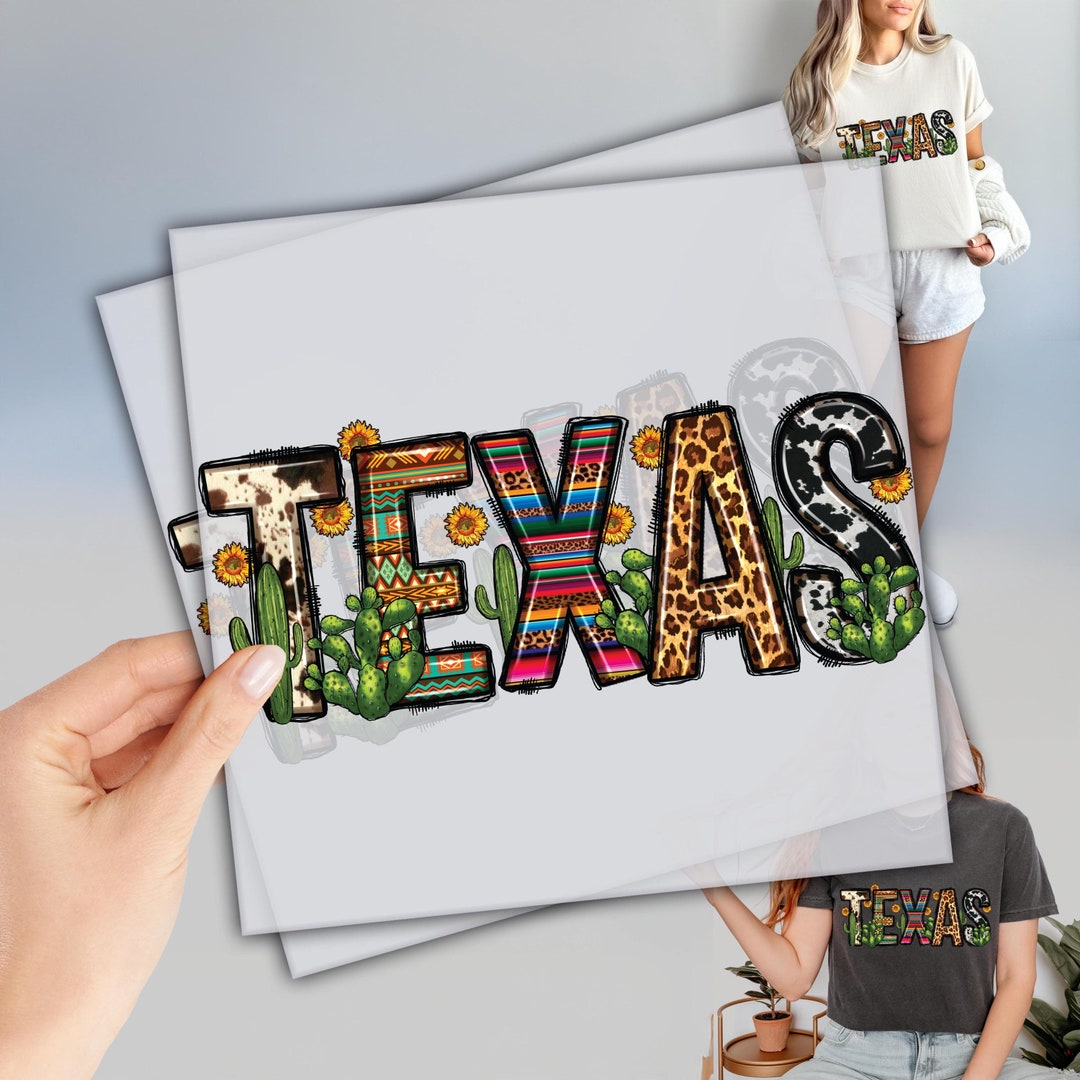 Texas Cactus Sunflower DTF, Custom Transfers, Custom Full Color ...