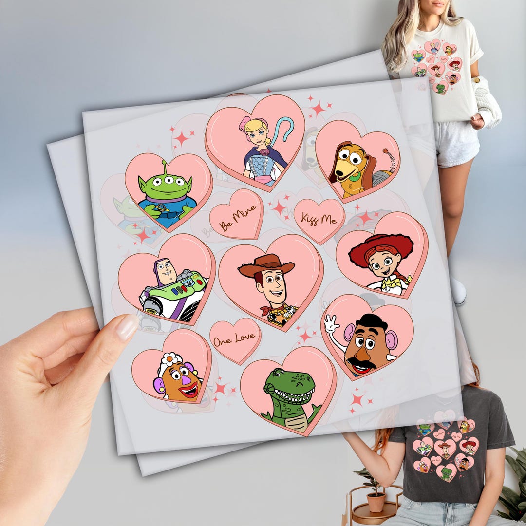 Toy Story Hearts Happy Valentine's Day Shirt Transfer - Quick, Vibrant ...