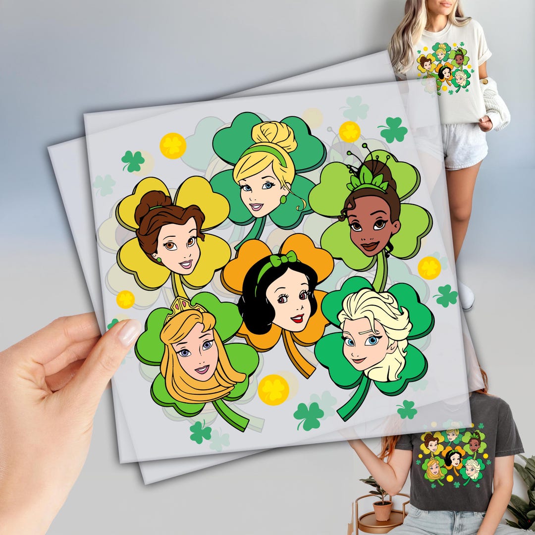 Disney Princess St Patrick's Day DTF, Princess Lucky DTF, DTF Transfers ...