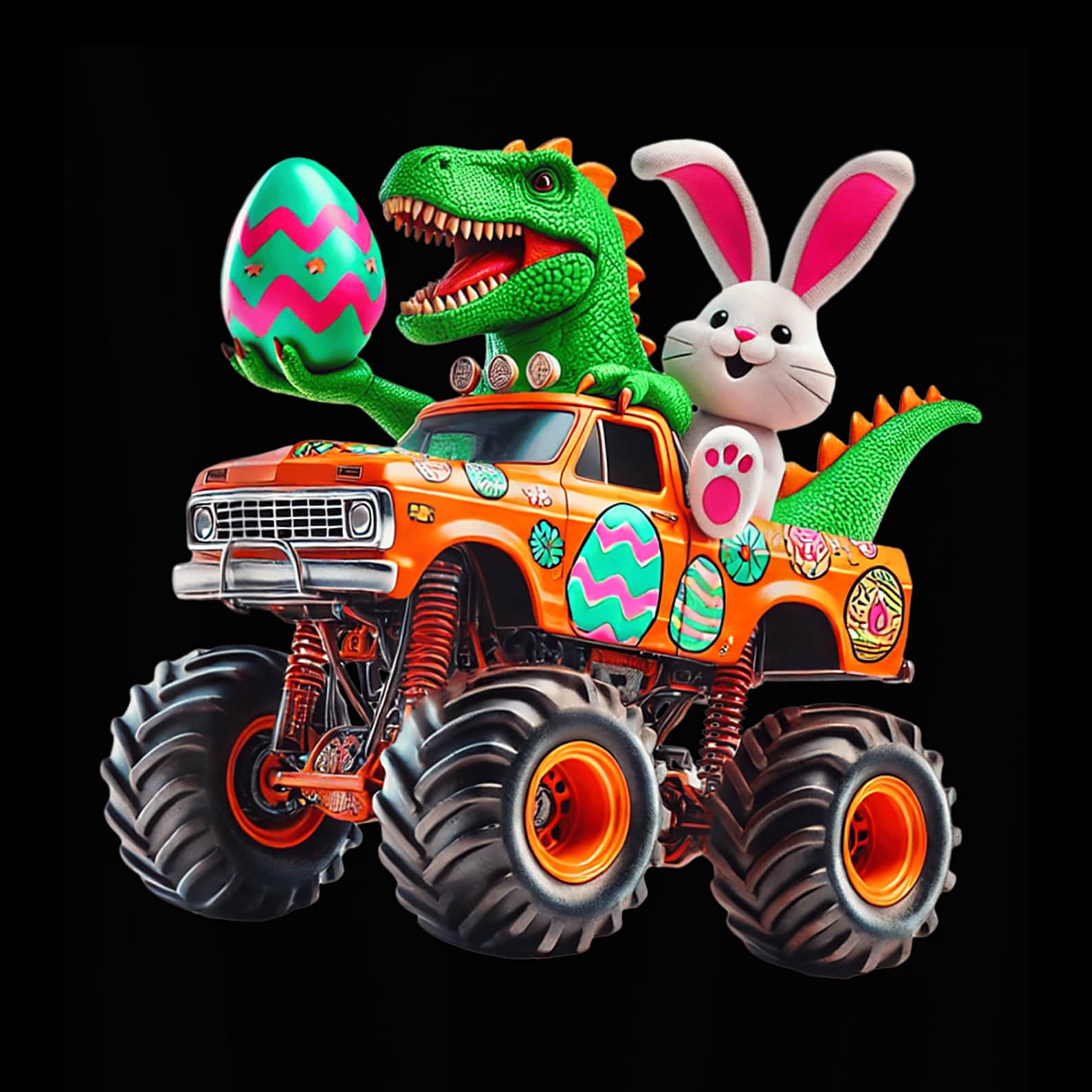Bunny T-rex Easter Monster Truck PNG – Funny Dino Bunny Easter Design ...