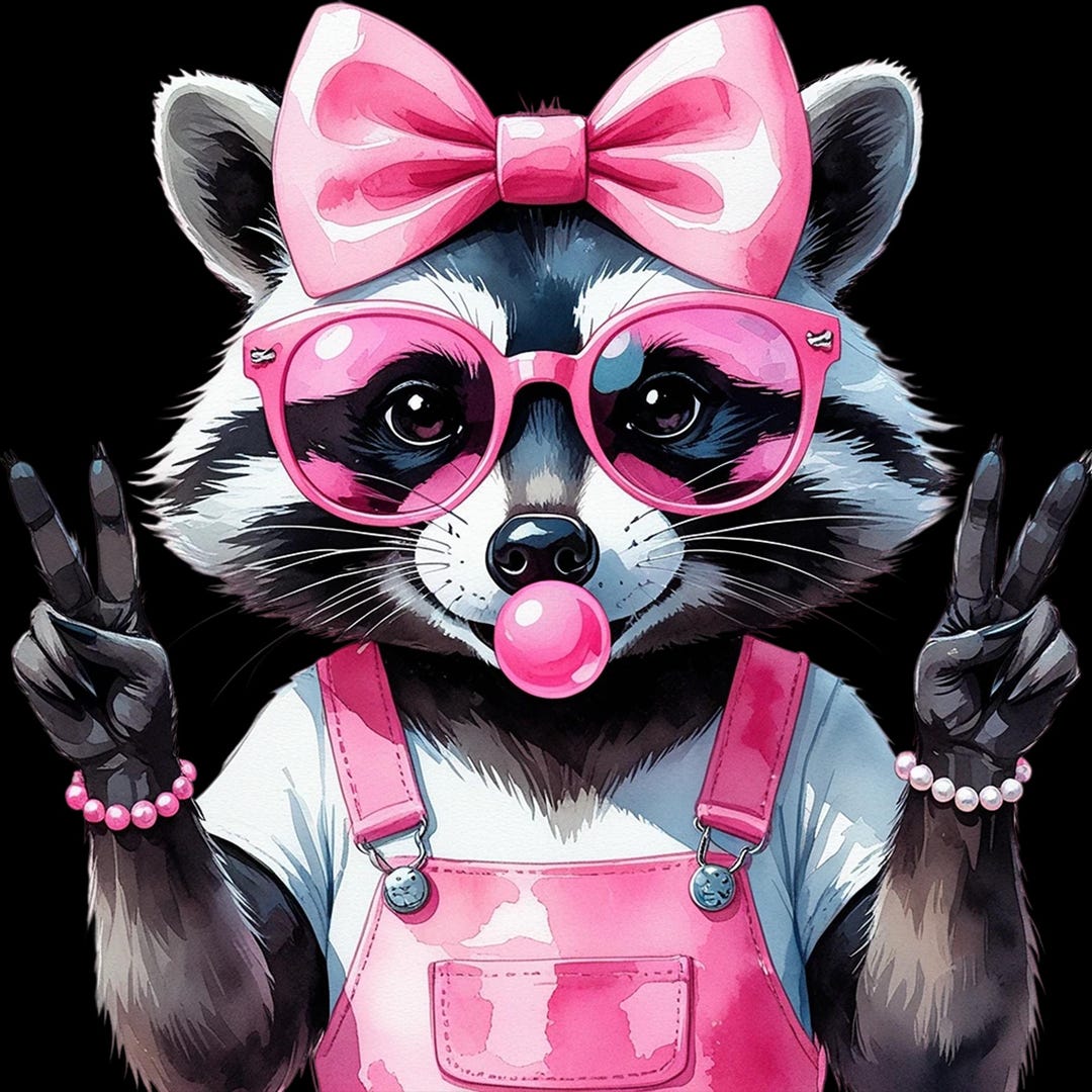 Pink Raccoon Bubble PNG – Cute & Trendy Animal Design Pink Raccoon Png ...