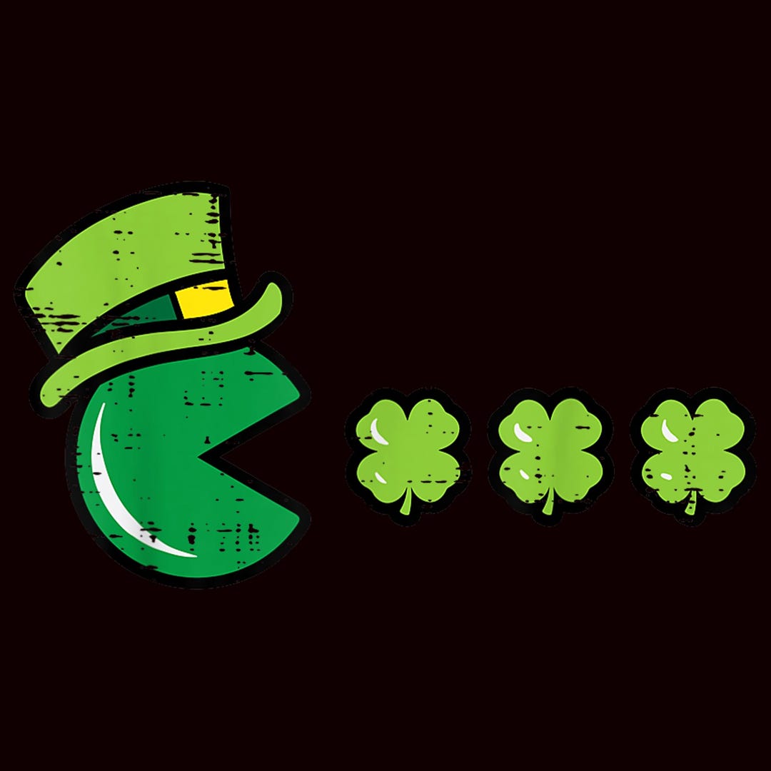 St. Patrick's Day Gamer PNG | Retro Shamrock Eating Design for Men ...