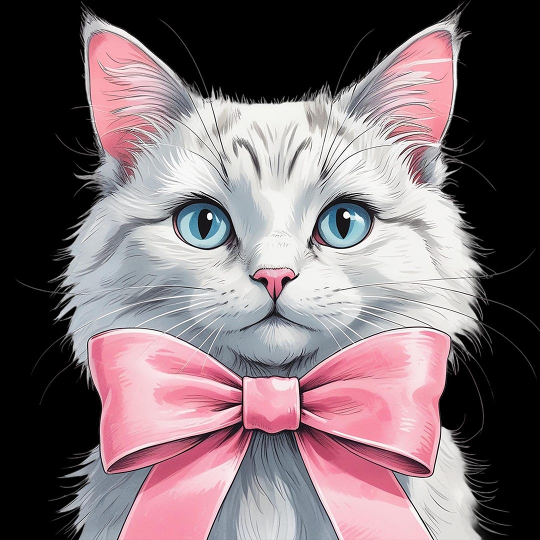 Funny Coquette Cat PNG | Cute Aesthetic Kitty Clipart | Digital ...
