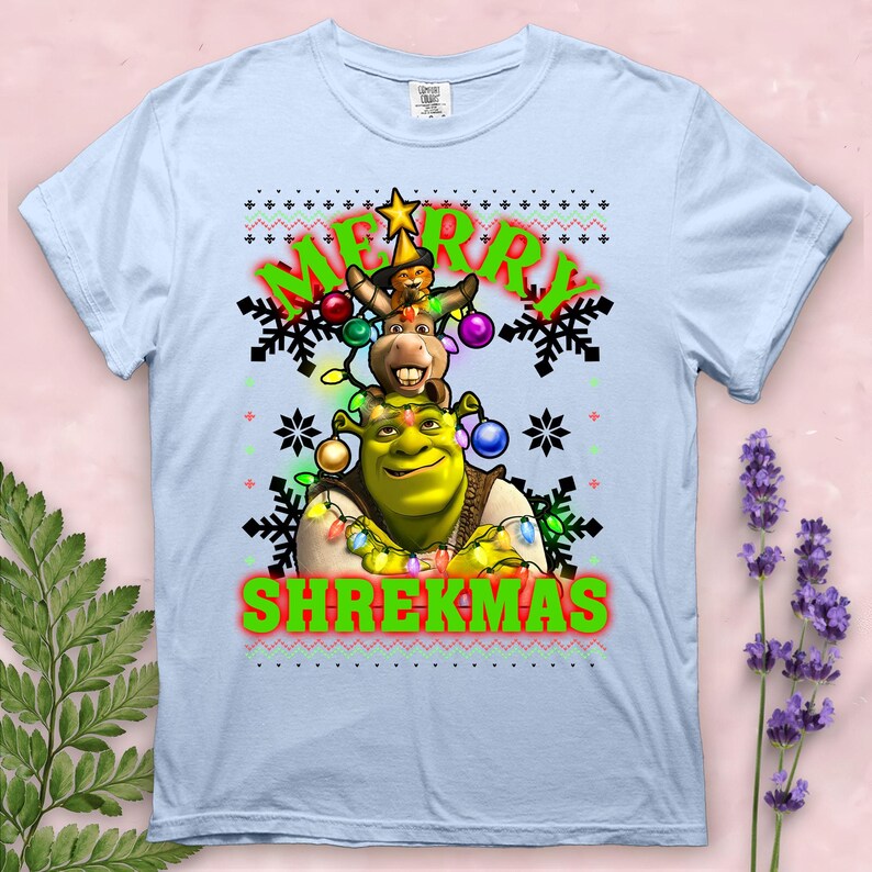 Merry Shrekmas Shirt, Funny Christmas Movie Tee, Holiday Shrek Donkey ...