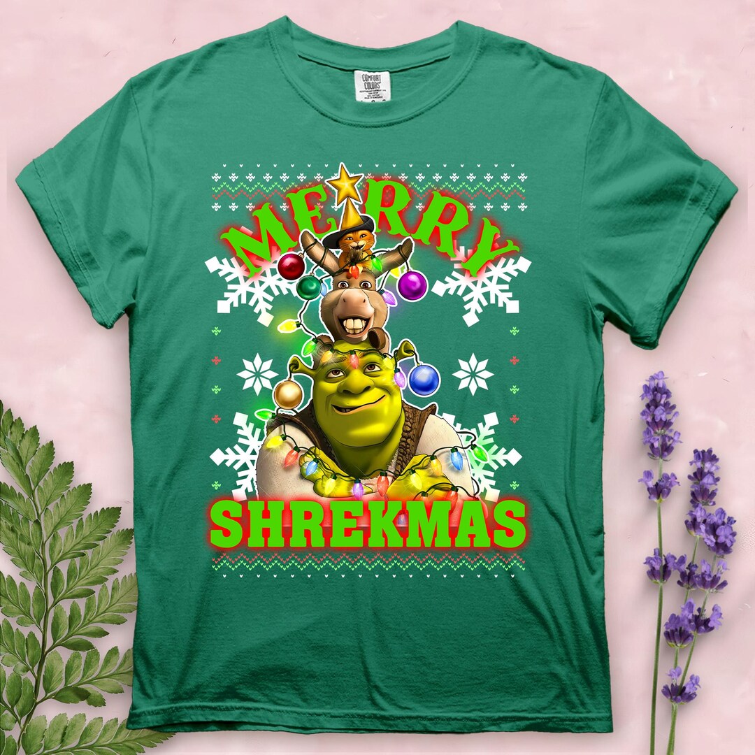 Merry Shrekmas Shirt, Funny Christmas Movie Tee, Holiday Shrek Donkey ...