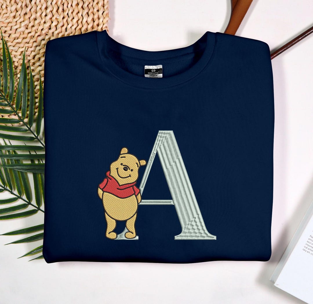 Pooh Bear Alphabet A-Z Embroidery Sweatshirt Embroidery Pooh Sweatshirt ...