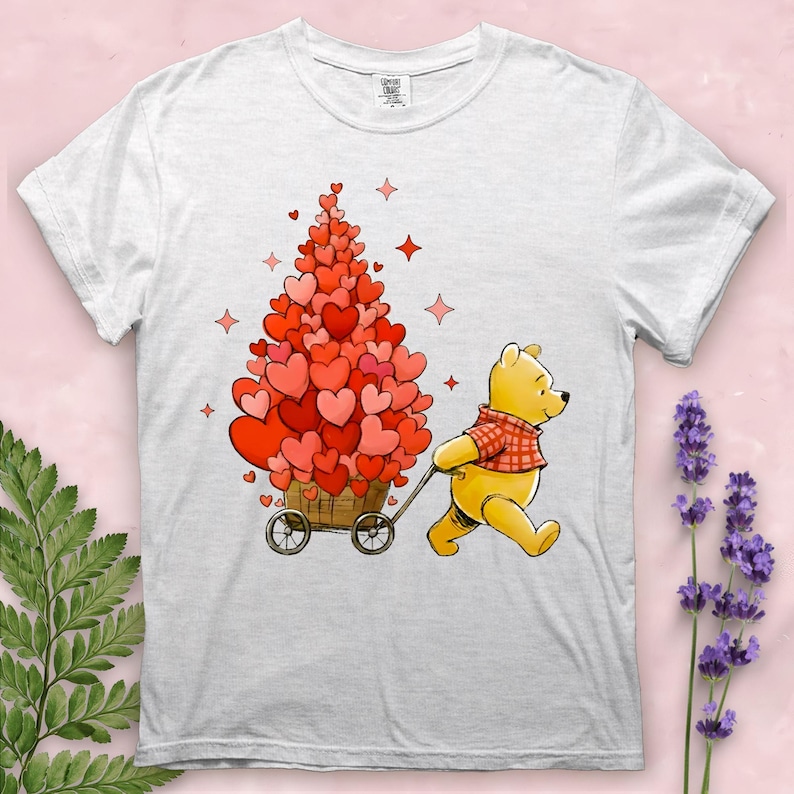 Valentine Winnie the Pooh Shirt, Pooh Bear Love Shirt, Cute Heart Wagon ...