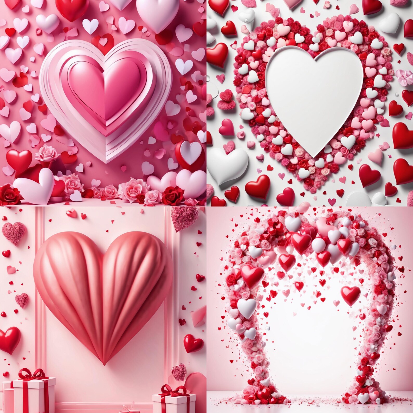 50 Hearts Romantic Valentines Day Backdrop - Perfect for Weddings ...
