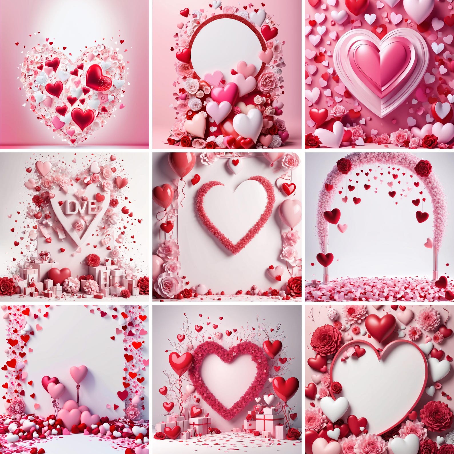 50 Hearts Romantic Valentines Day Backdrop - Perfect for Weddings ...