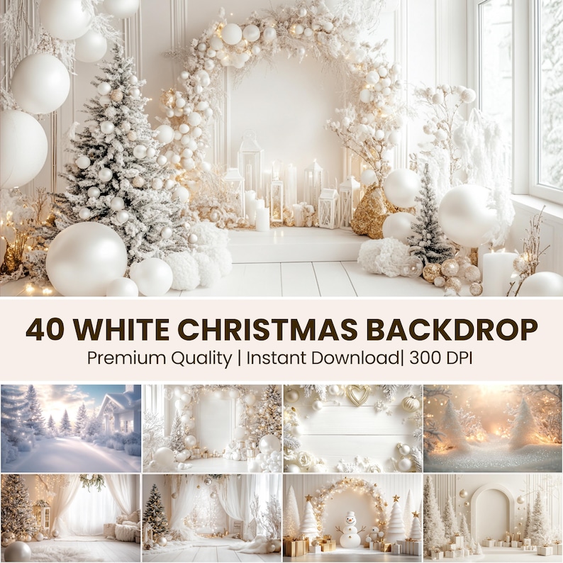 40 White Christmas Photography Backdrops – Winter Holiday Scenes (JPG ...