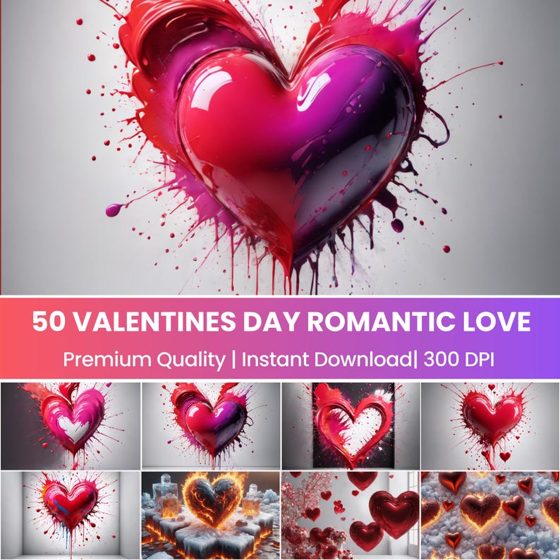 50 Romantic Valentines Day Backdrop, Valentines Day Digital Background ...