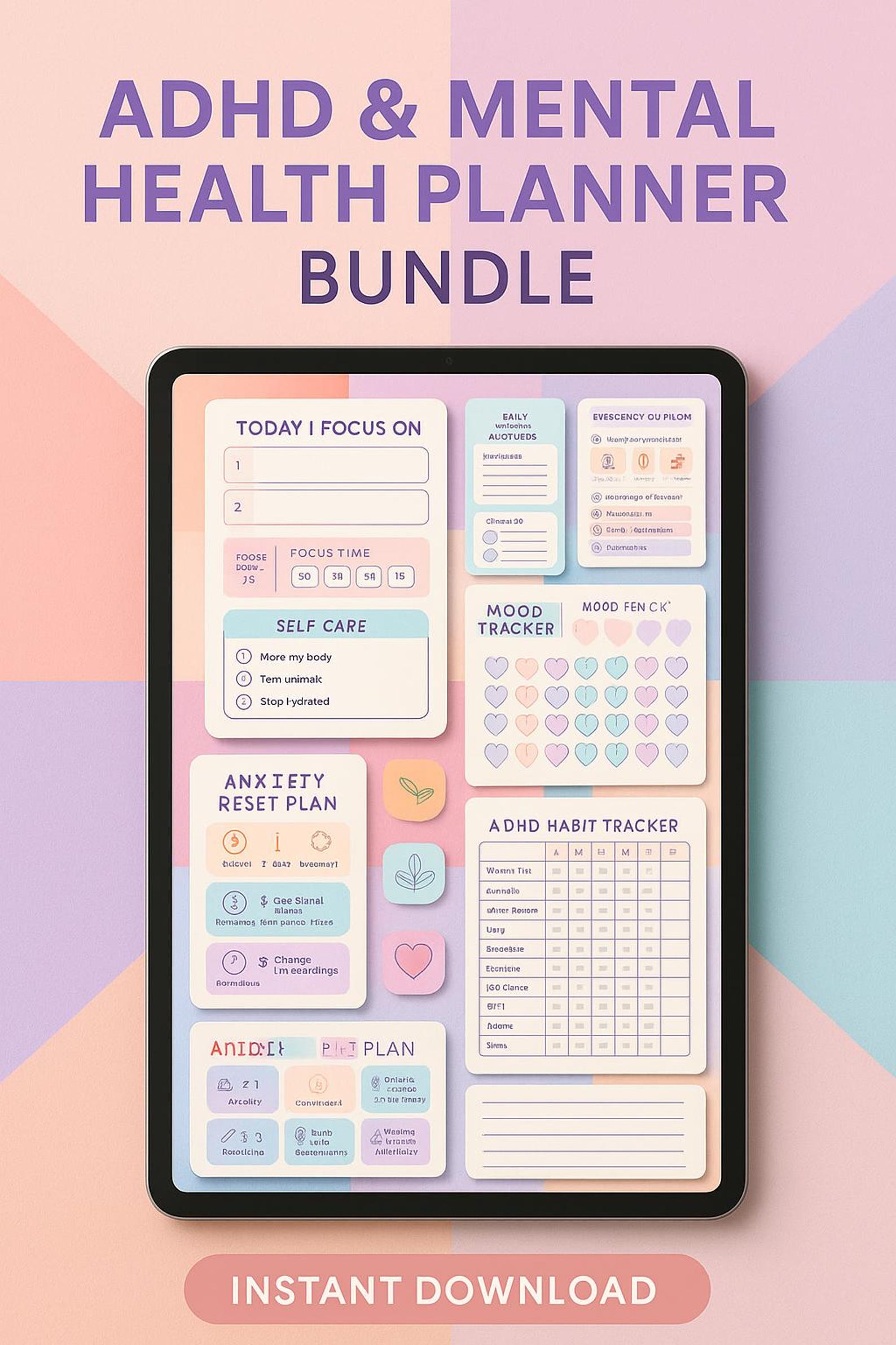 Ultimate ADHD & Mental Health Planner | 30 Printable Pages | Mood ...