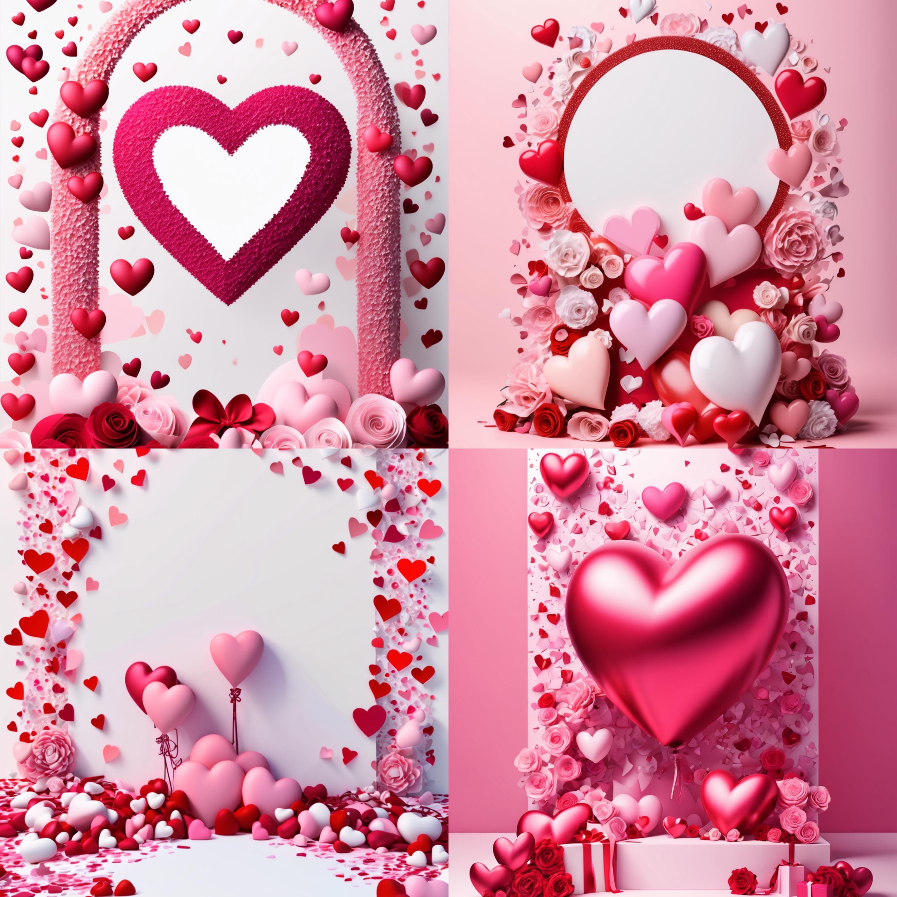 50 Hearts Romantic Valentines Day Backdrop - Perfect for Weddings ...