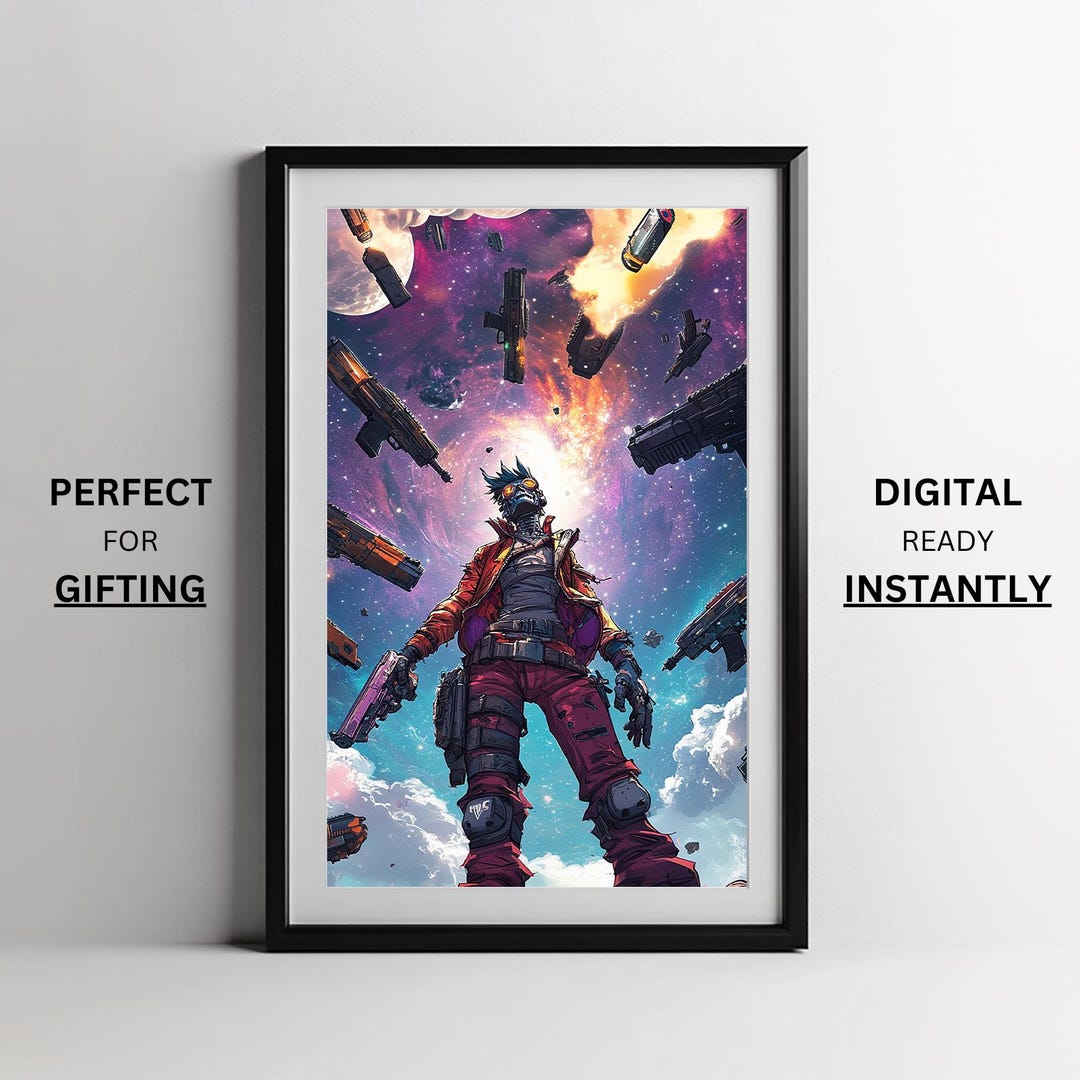 Epic Gamer Wall Art - Borderlands-inspired Poster, Canvas, Framed Print -pixelbrush Vibrant ...