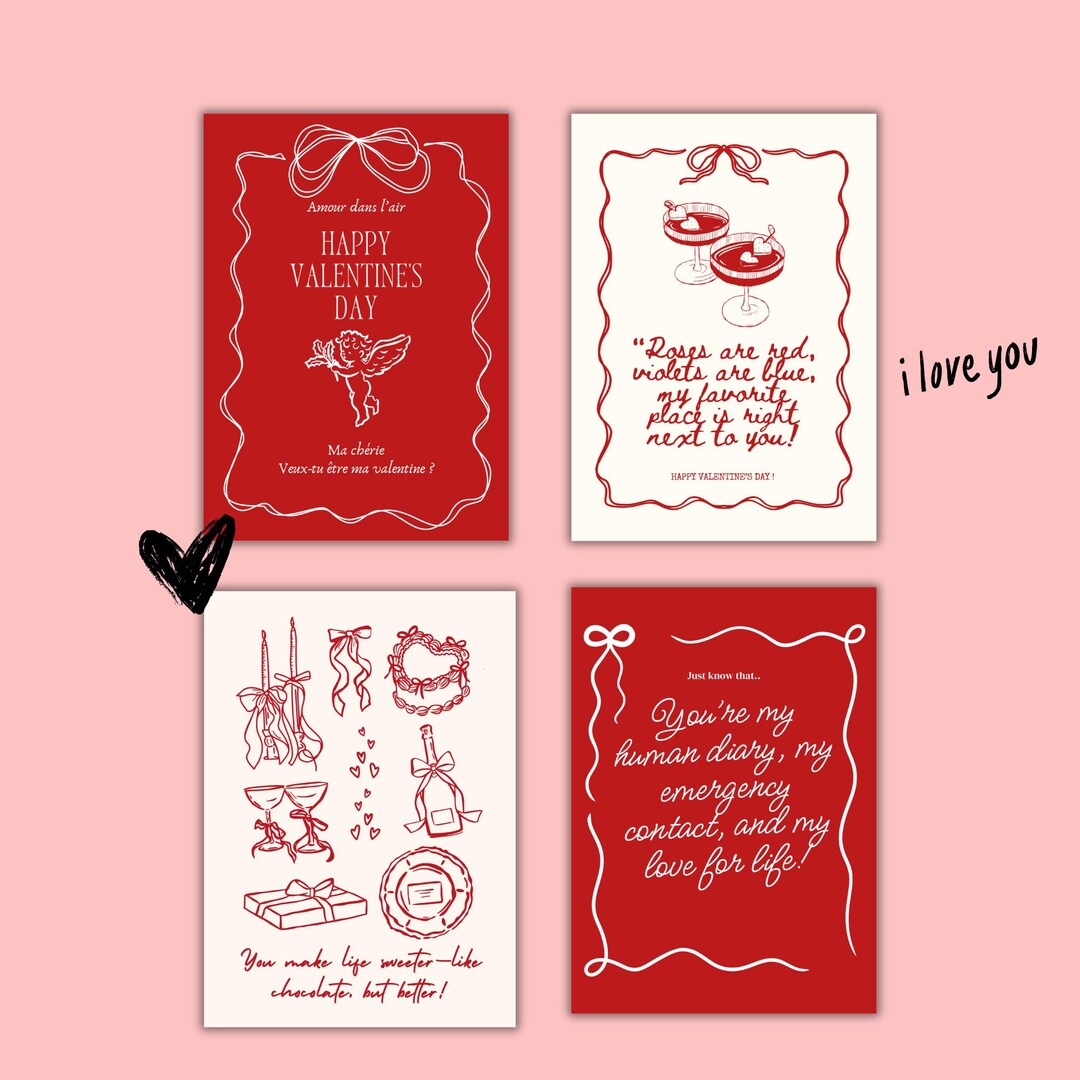 Pink Valentine Cards for Coworkers Printable Valentines Day Cards for ...