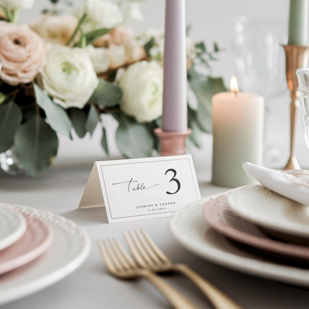 Minimalist Place Card TEMPLATE, Flat and Foldable Table Name Card ...