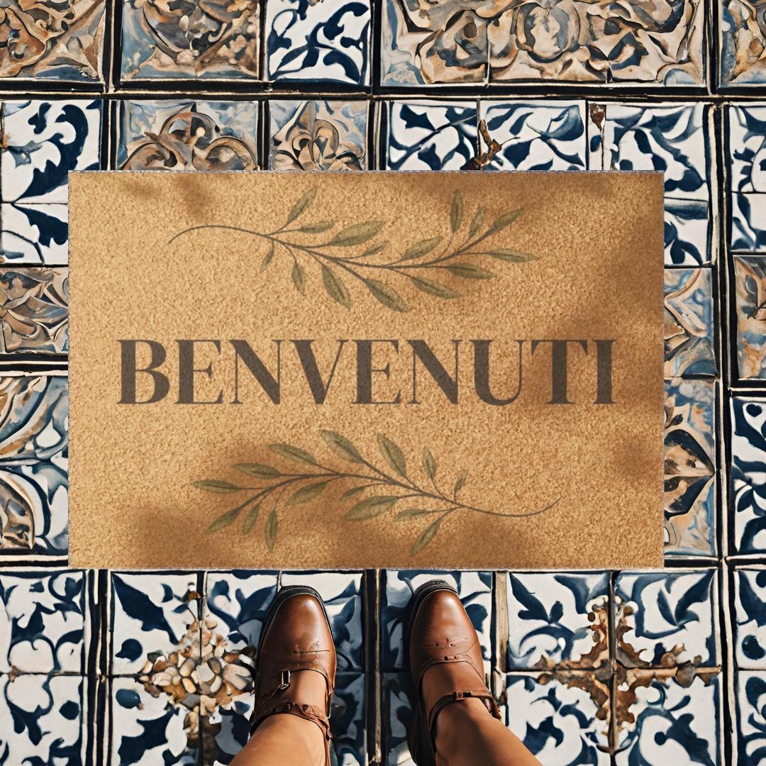 Italian 'benvenuti' Welcome Doormat: Tuscan Entryway Rug - Etsy