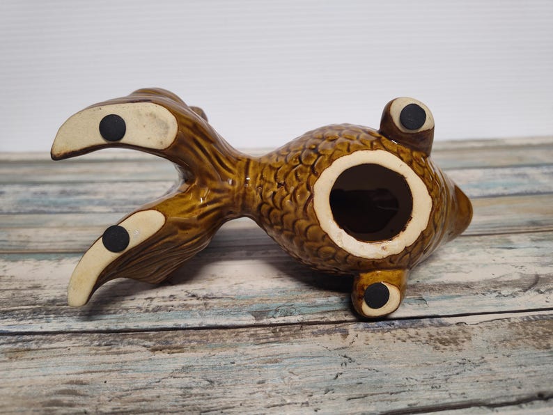 1970s Enesco Style Brown Glazed Ceramic Koi Angelfish Goldfish Figurine ...
