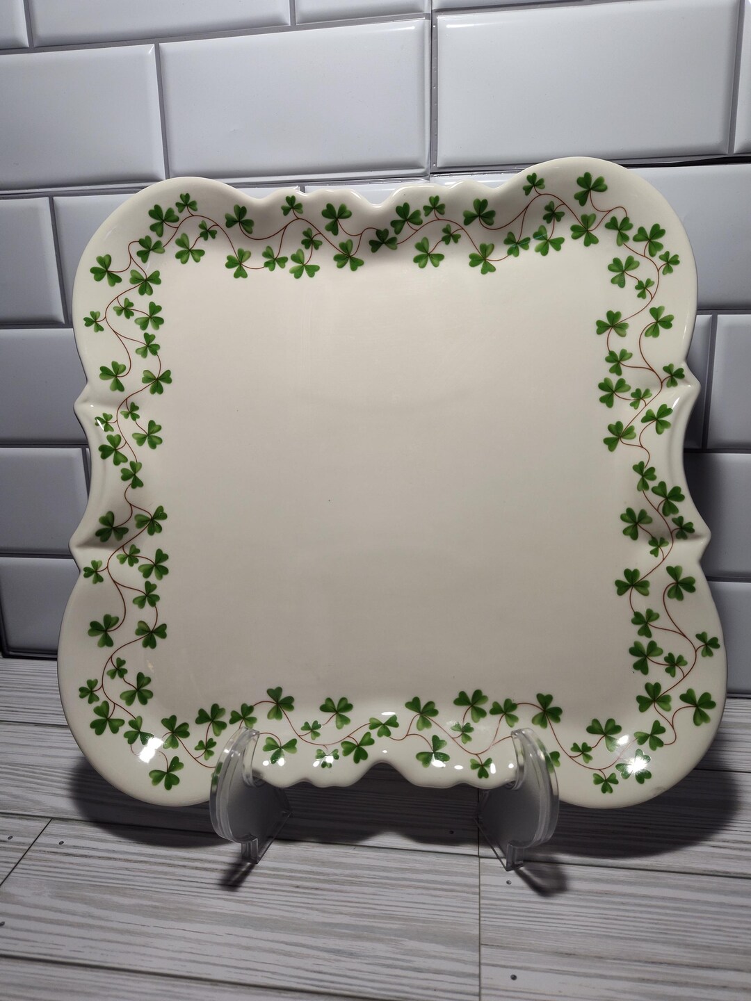 Shannon by Godinger Shamrock St. Patrick's Day Square Serving Platter ...