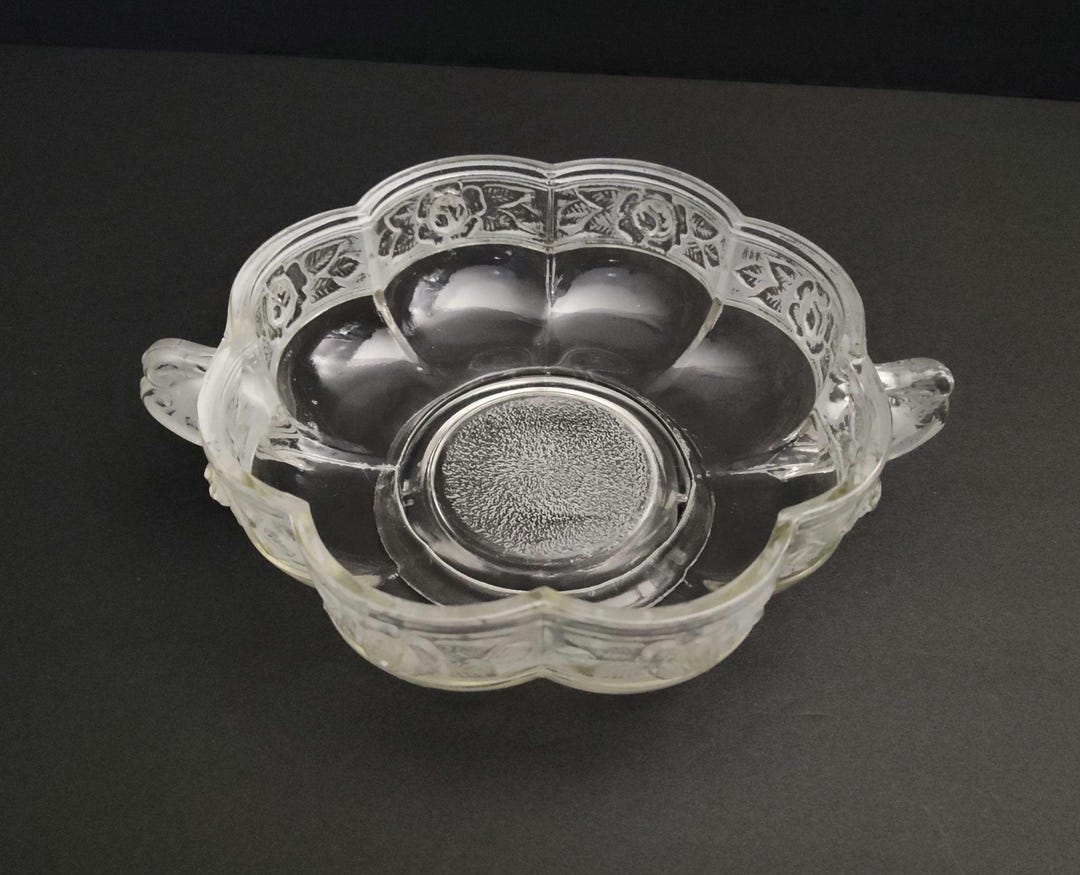 Vintage 1950s Jeanette Aztec Rose Glass Footed Bowl - Etsy