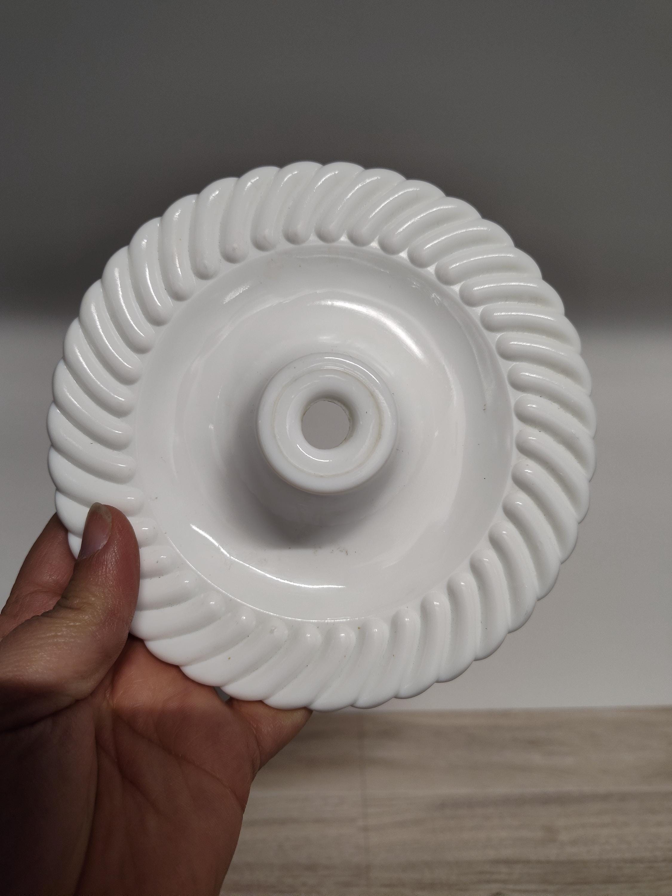 Vintage White Milk Glass Swirl Table Lamp Replacement Base Piece - Etsy