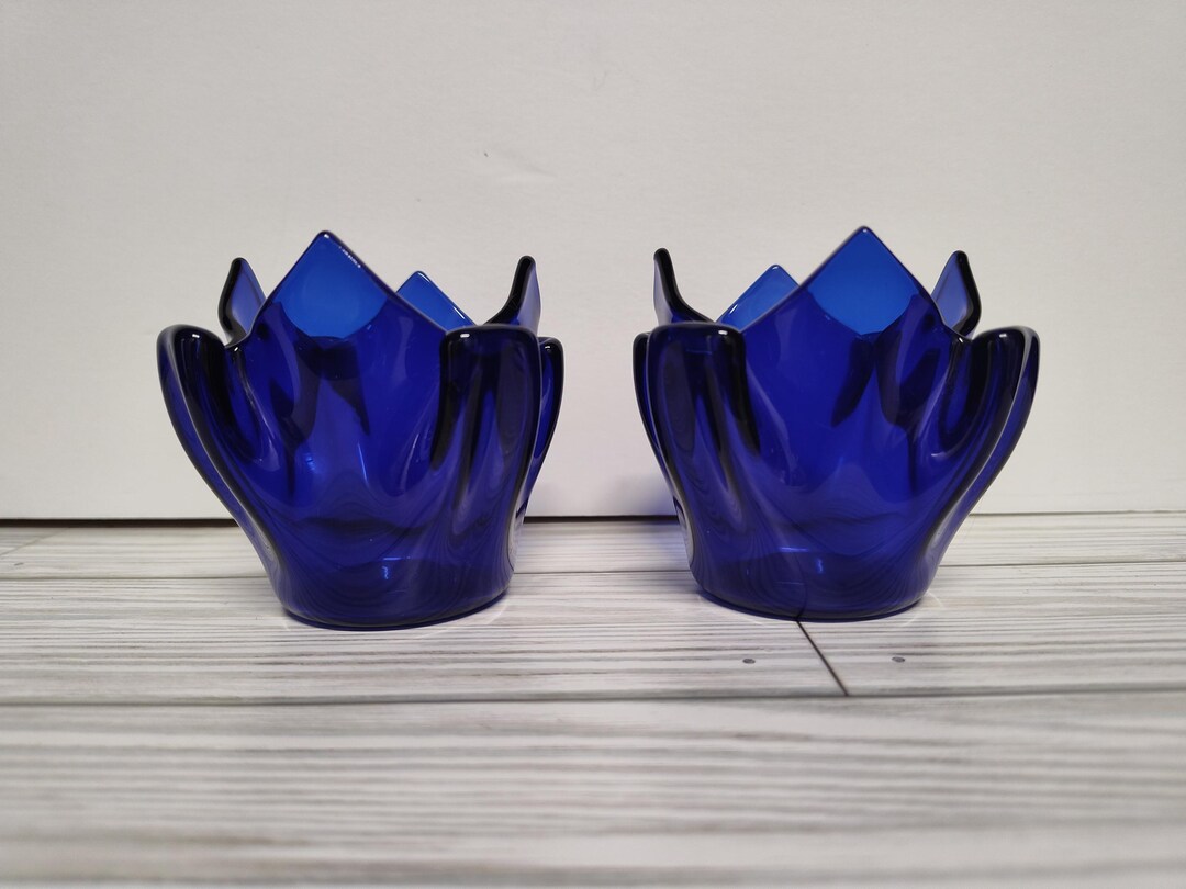 Cobalt Blue Partylite Folded Glass Votive Tea Light Holder - Etsy