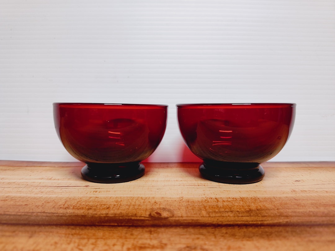 2pc Set of Vintage Anchor Hocking Royal Ruby Baltic Footed Bowls - Etsy
