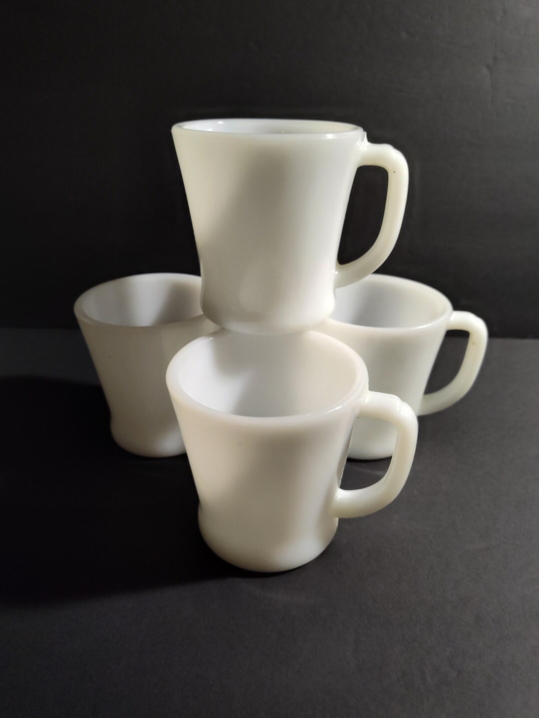 4pc Set Vintage Fire King D Handle Restaurant Ware Mugs White Milk ...