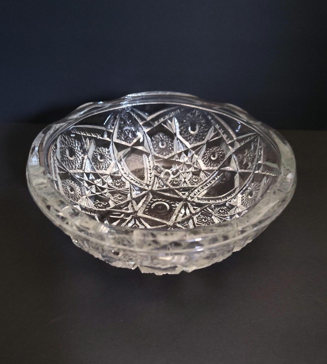 Vintage Pressed Glass EAPG Antique Bowl 1904 Mckee Toltec Footed Clear ...