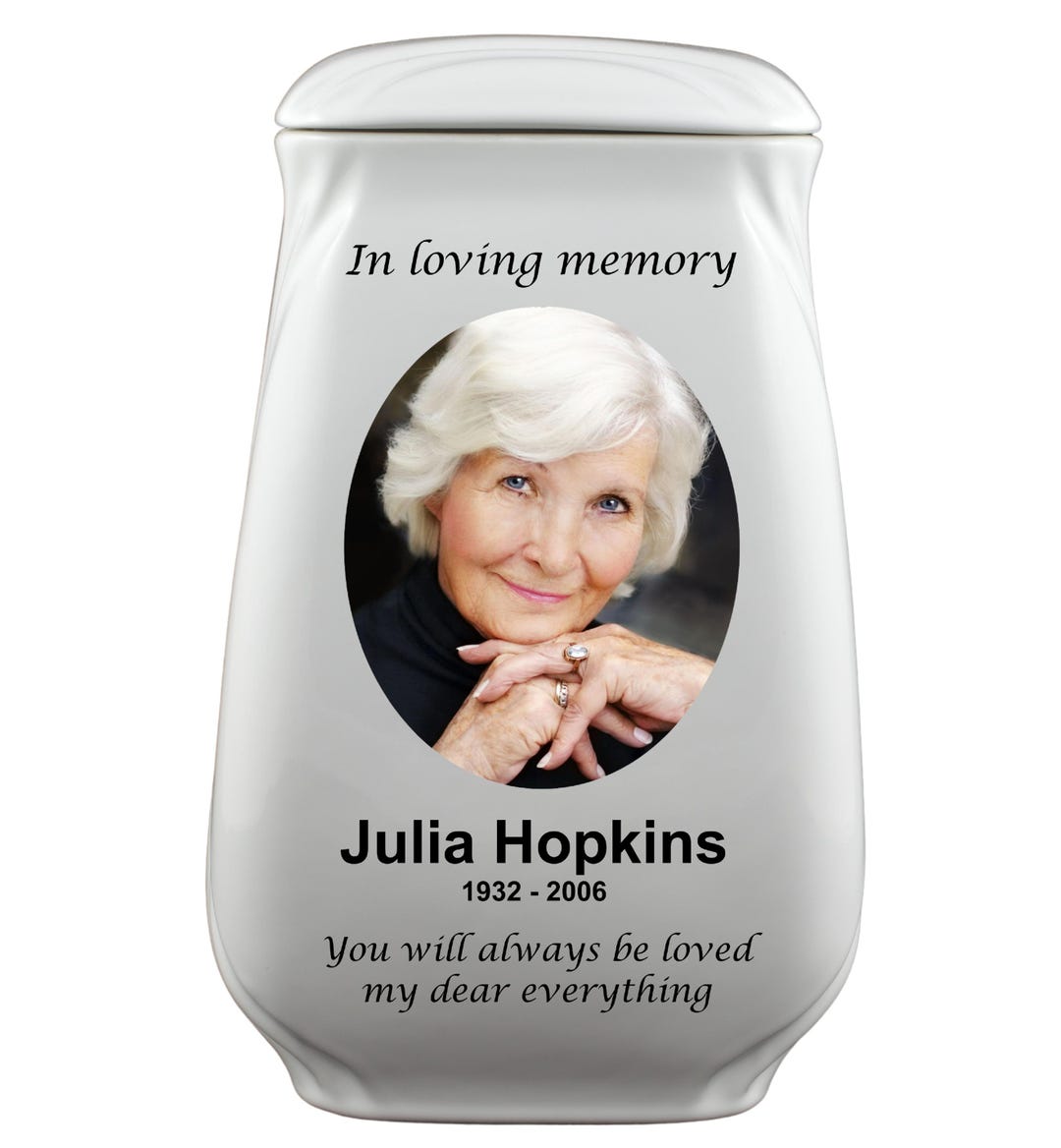 Photo URN for Cremation Ashes 33C.I. Partial Urn | Ceramic Photo URN ...
