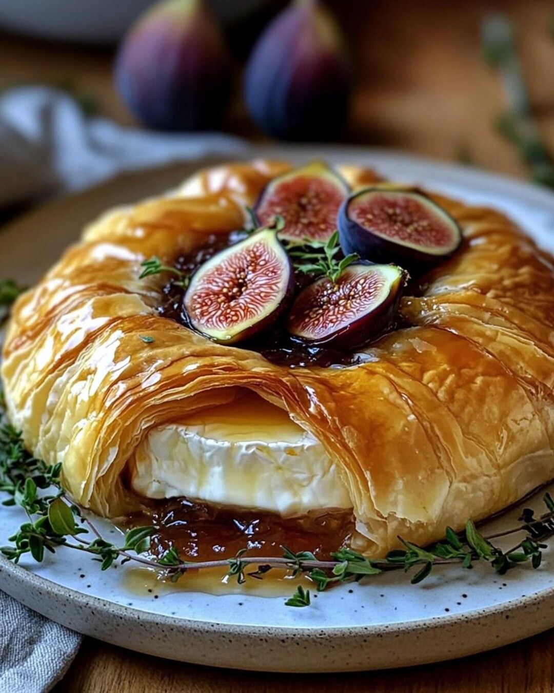 Warm Brie Wrapped in Puff Pastry With Sweet Honey, Fig, and Savory ...