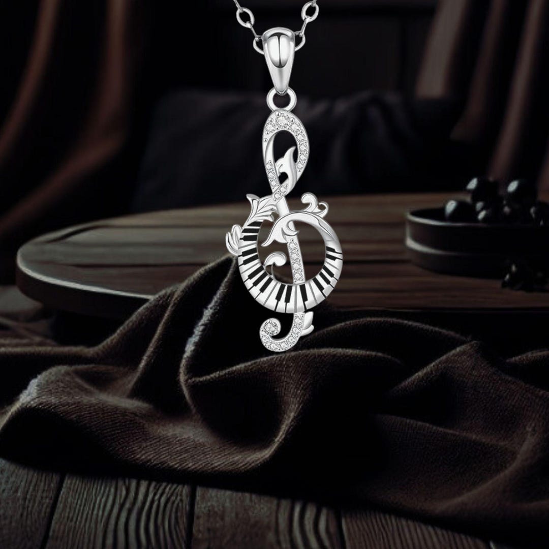 Music Note Piano Keys Necklace 925 Sterling Silver Music Lover Jewelry ...