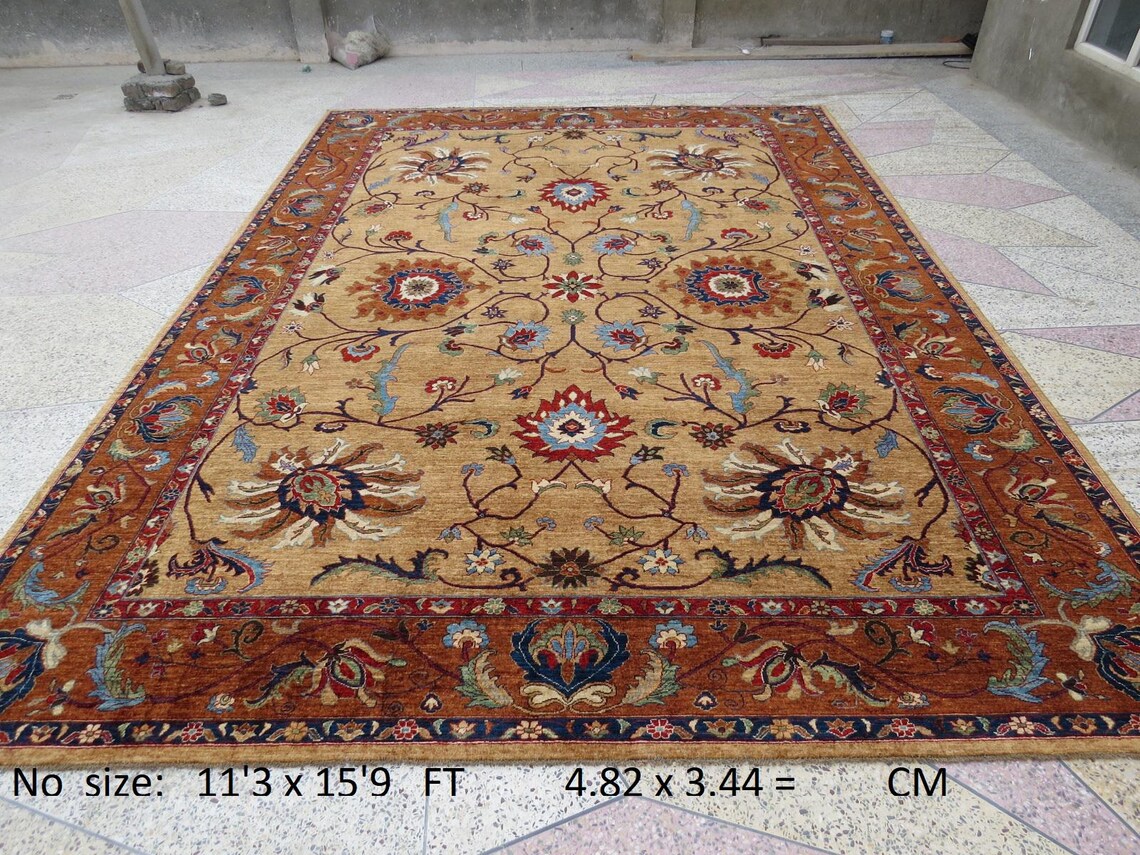 Vintage Persian Style Large Golden Rug - Etsy