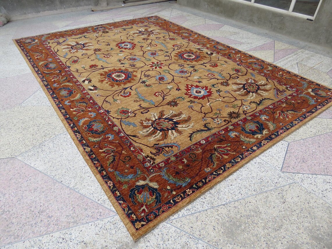 Vintage Persian Style Large Golden Rug - Etsy