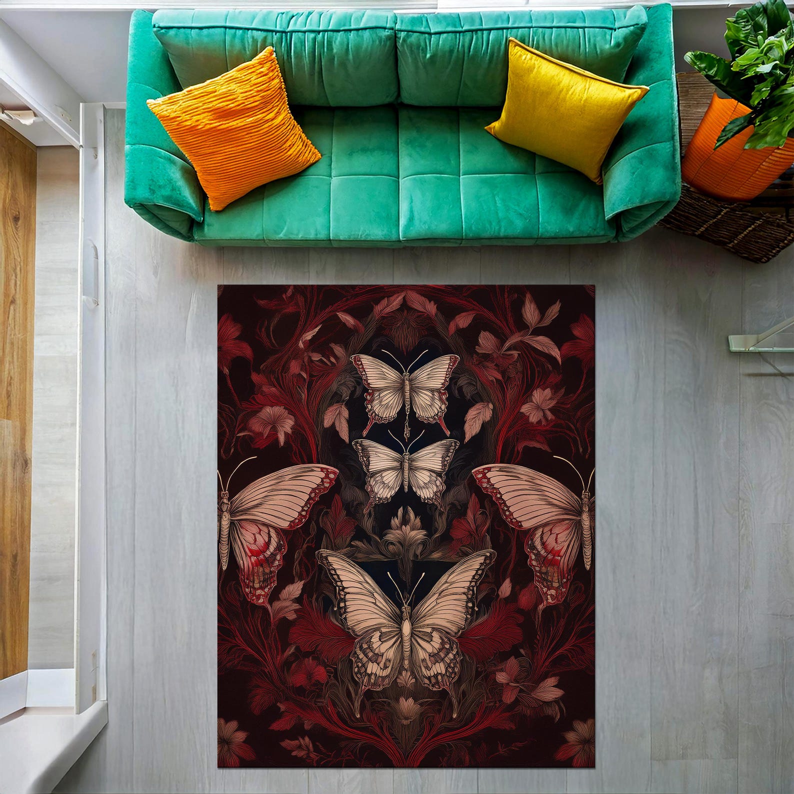 Mystical Butterfly Rug, Luna Moth Rug, Gothic Decor Rug, Cottagecore ...