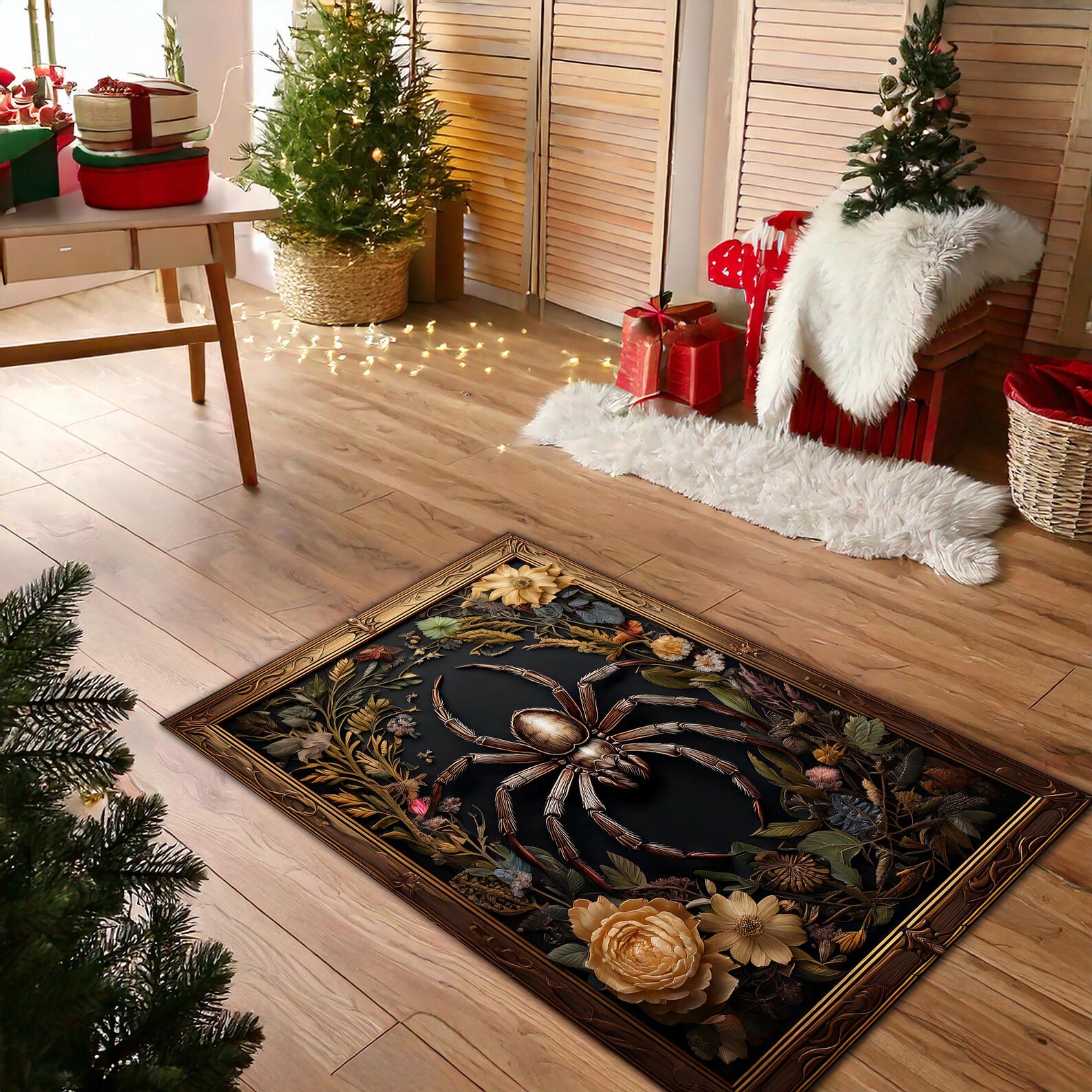 Spider Web Rug for Gothic Room, Dark Academia Gothic Rug, Spider Web ...