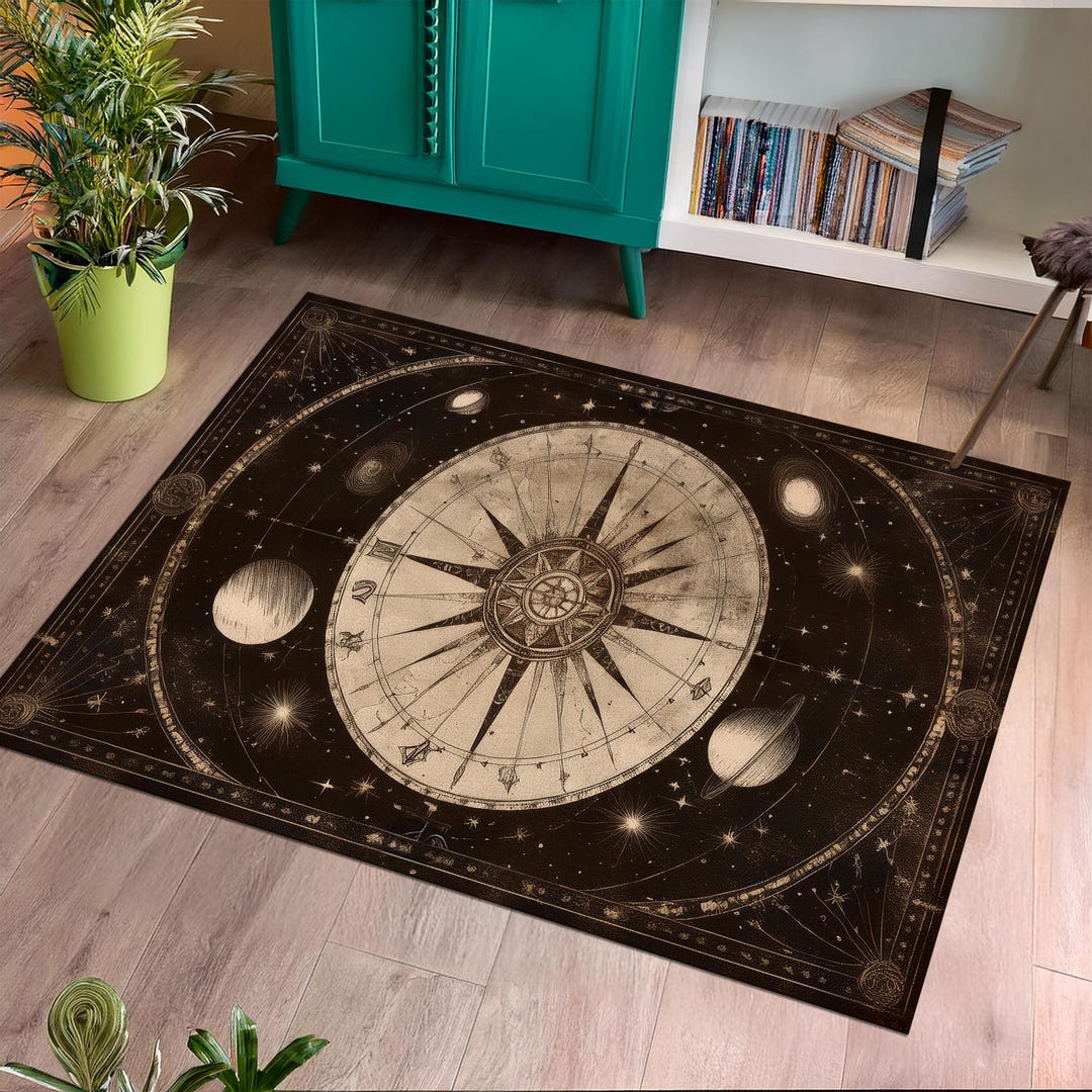 Compass Round Rug, Vintage Compass Rose Rug, Sailor Rug, Yacht Rug ...