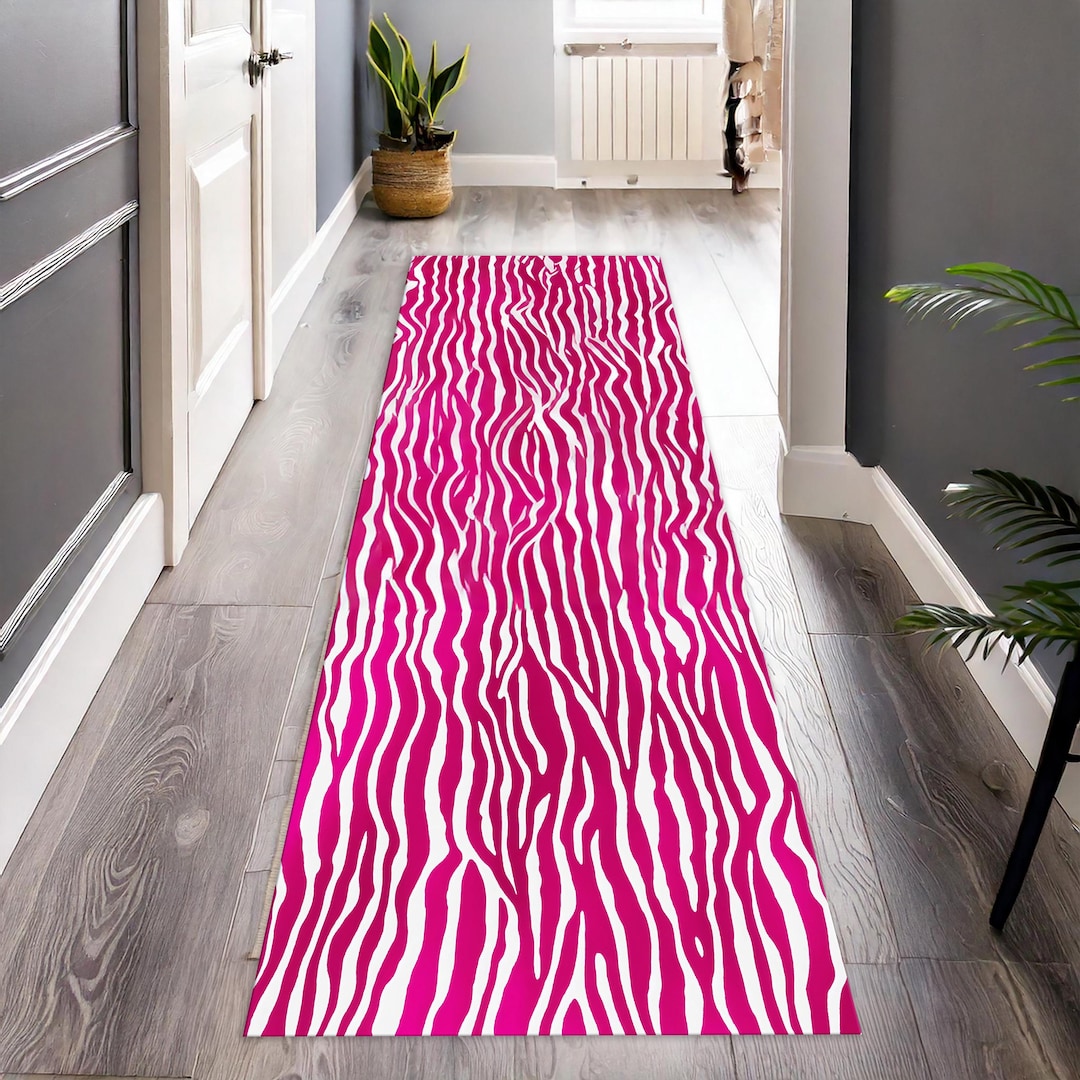 Pink Zebra Stripes Rug, Zebra Pattern Decor, Zebra Room Decor, - Etsy